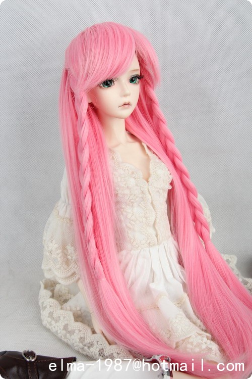 Heat resisting Fiber pink and white wig for bjd doll [pink and white ...